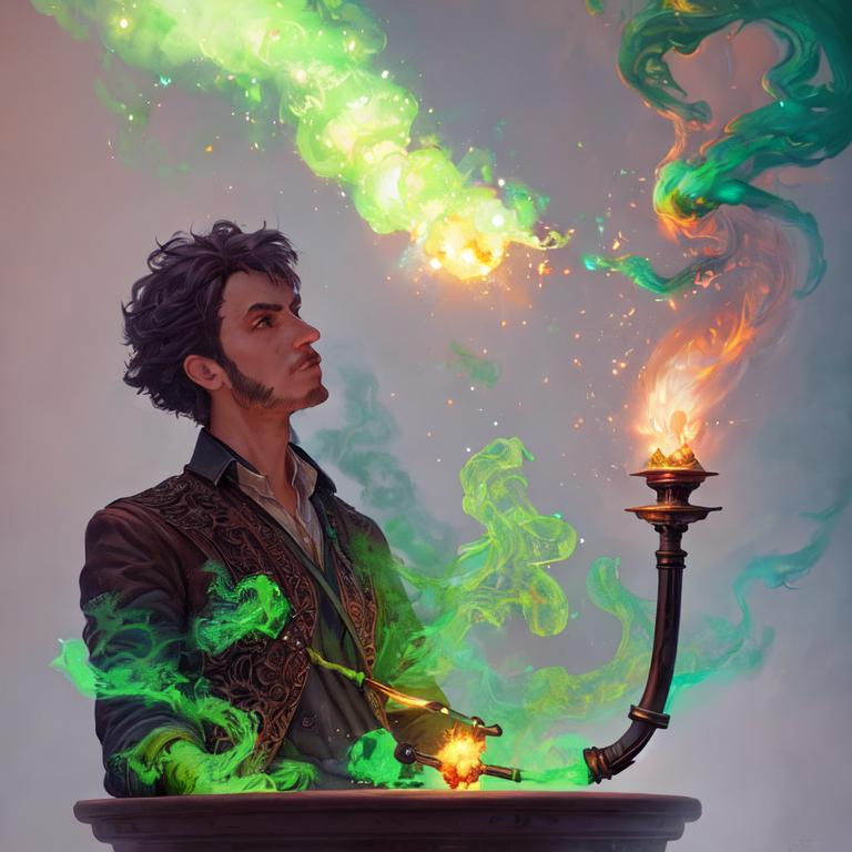 Magical big smoking pipe, artifact, green smoke part... | OpenArt