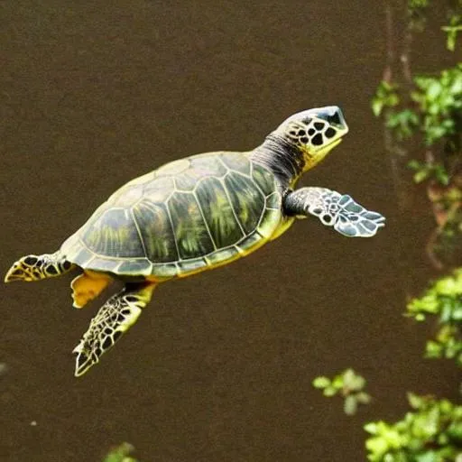 A turtle flying