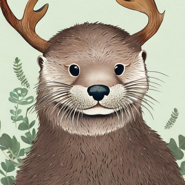 an otter with deer horns