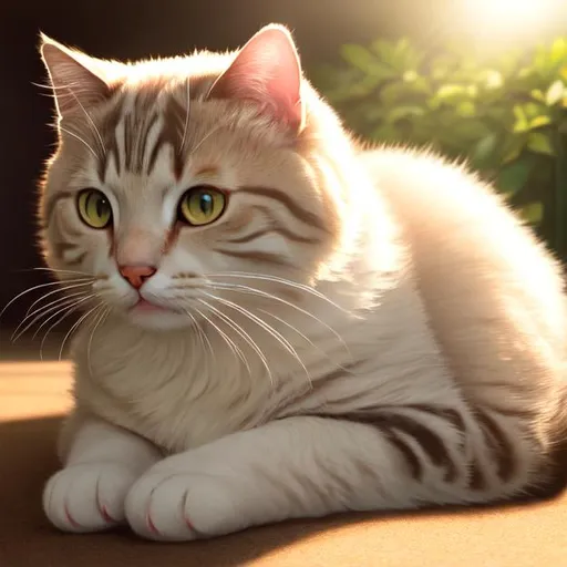 photorealistic soft cat sunlight