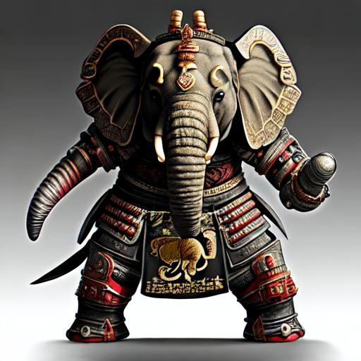 mutant-elephant in samurai armour standing with clen... | OpenArt