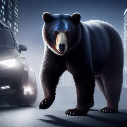 Epic painting of a robotic bear mauling people in th... | OpenArt