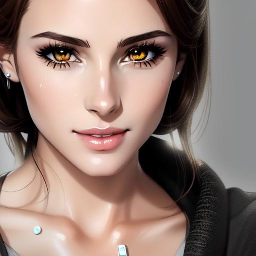 Semi Realistic Anime Girl Skin Highlights Hair Hig Openart