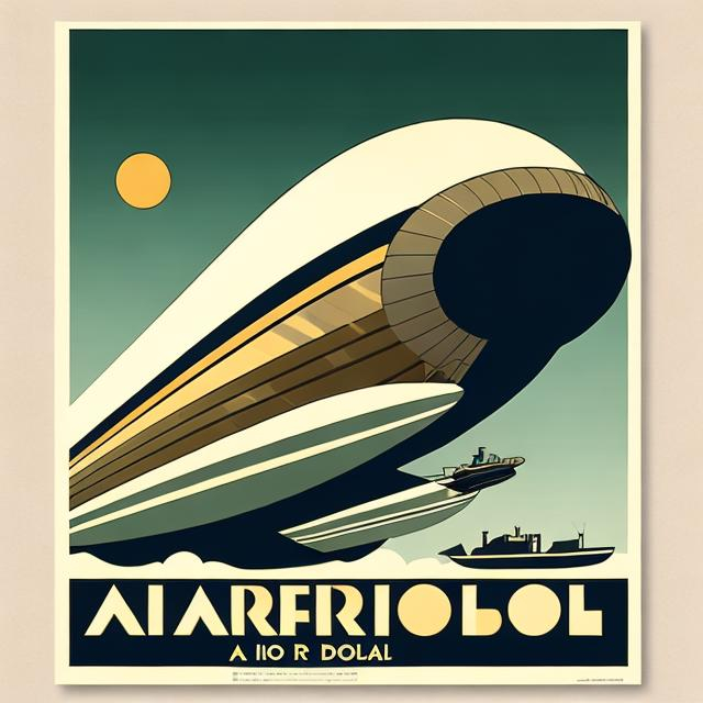 An art deco style poster of a airship full poster po... | OpenArt