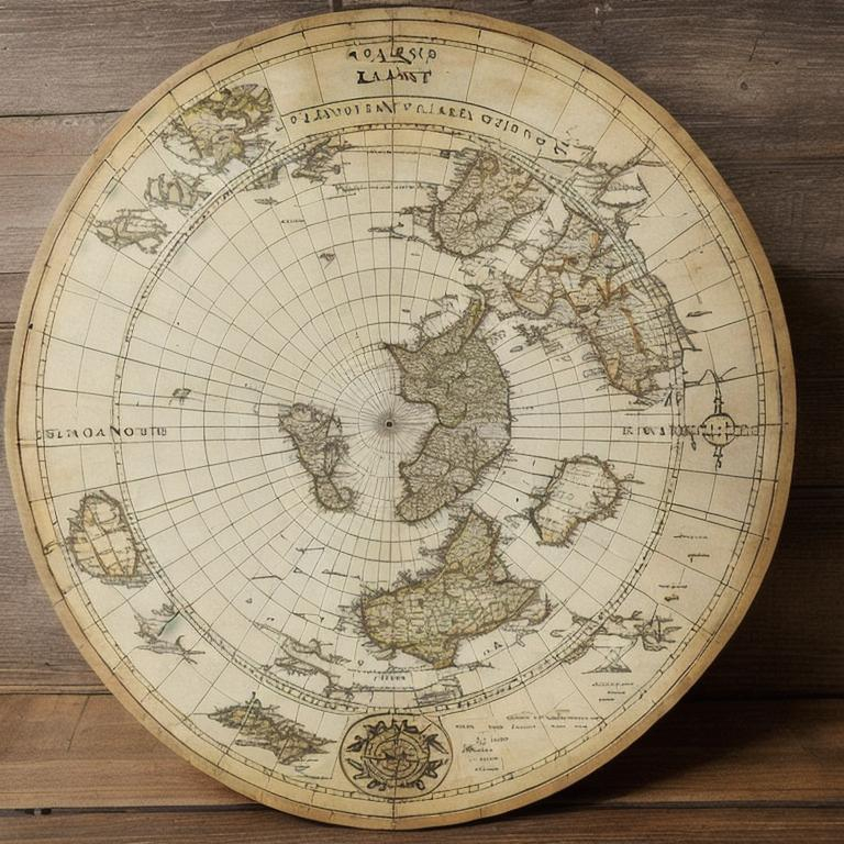 ancient flat earth map, vintage,