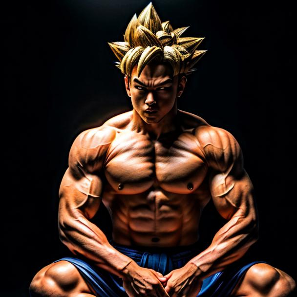 Extremely realistic rendering of Goku, 3D photoreali...