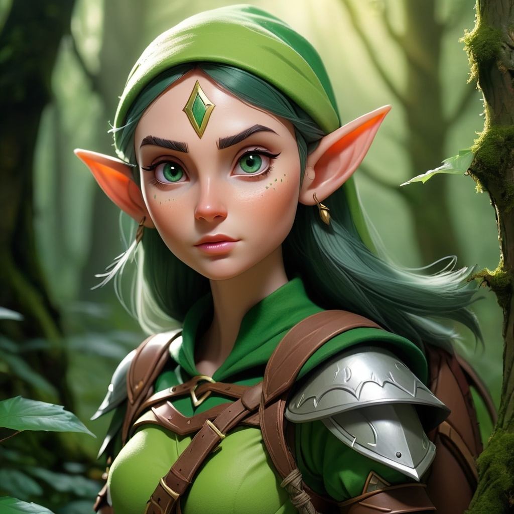 Elf ranger in a mystical forest