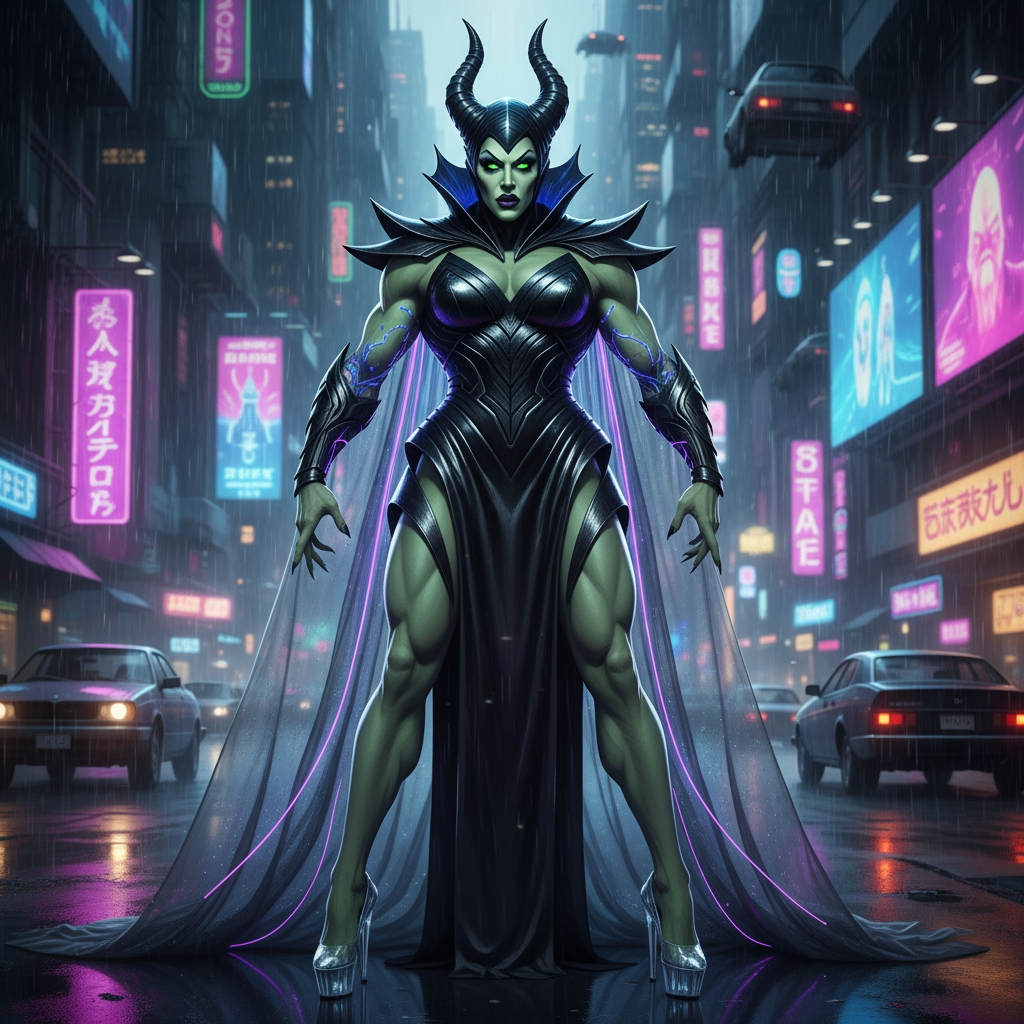 Gorgeous muscular cyberpunk drag queen (Disney's) Ma...