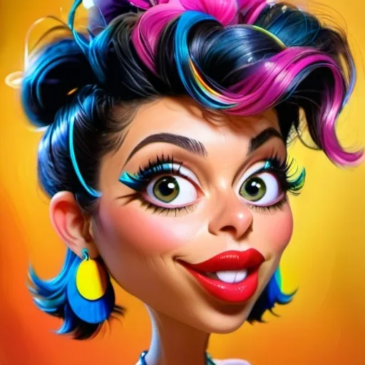 extreme cartoon painted caricature of Adria Rae