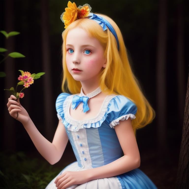 RAW photo, a colorized photo, alice in wonderland,...