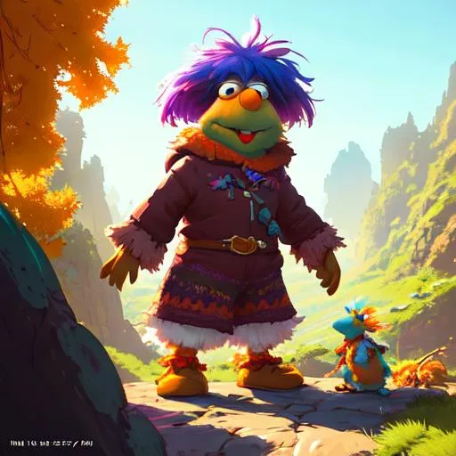 Highly detailed full-body portrait of a Fraggle from...
