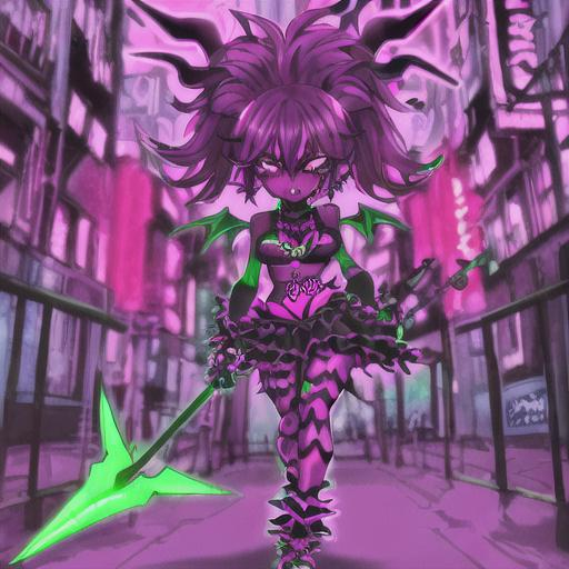 Full body Demon girl with dark skin and neon makeup... | OpenArt