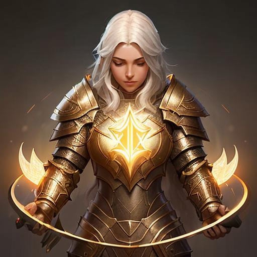 a beautiful female paladin wearing a full plate armo...