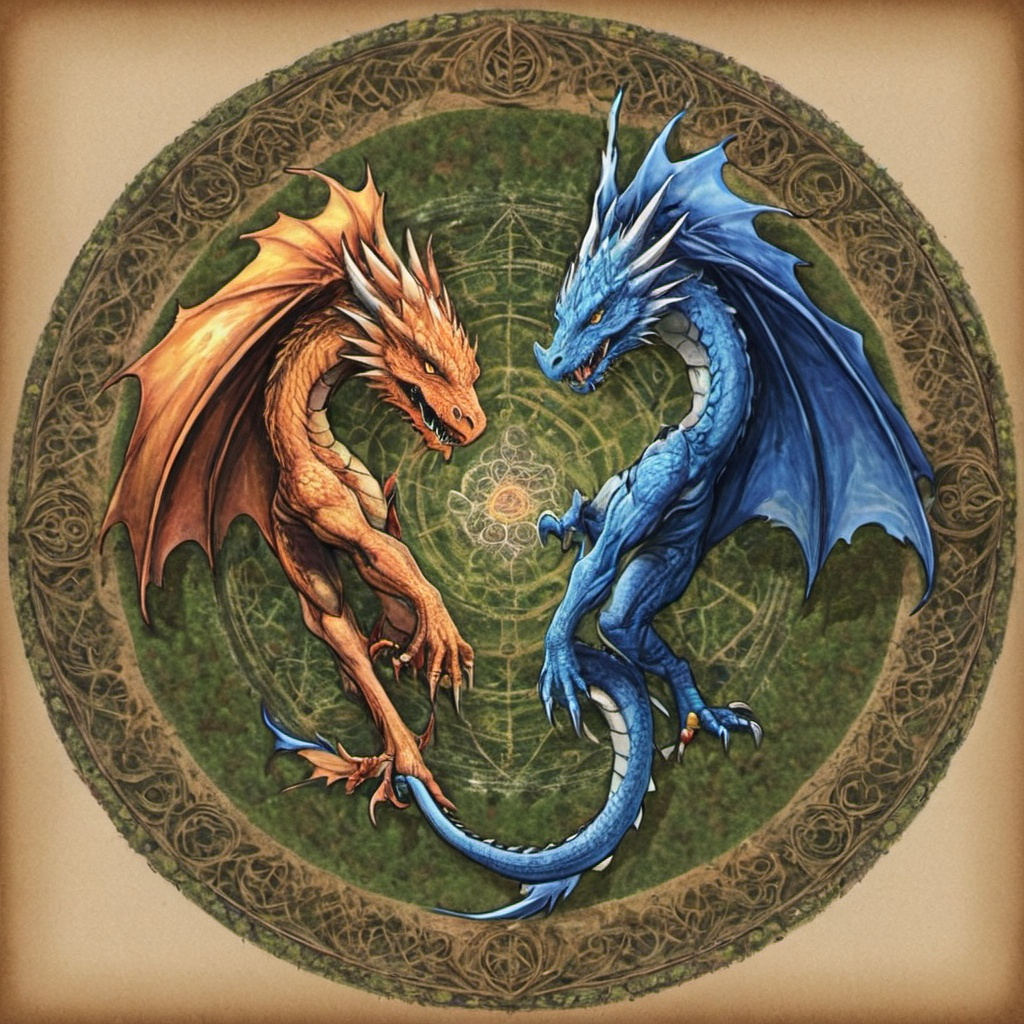 sprite elemental dragon behind the earth elemental m...