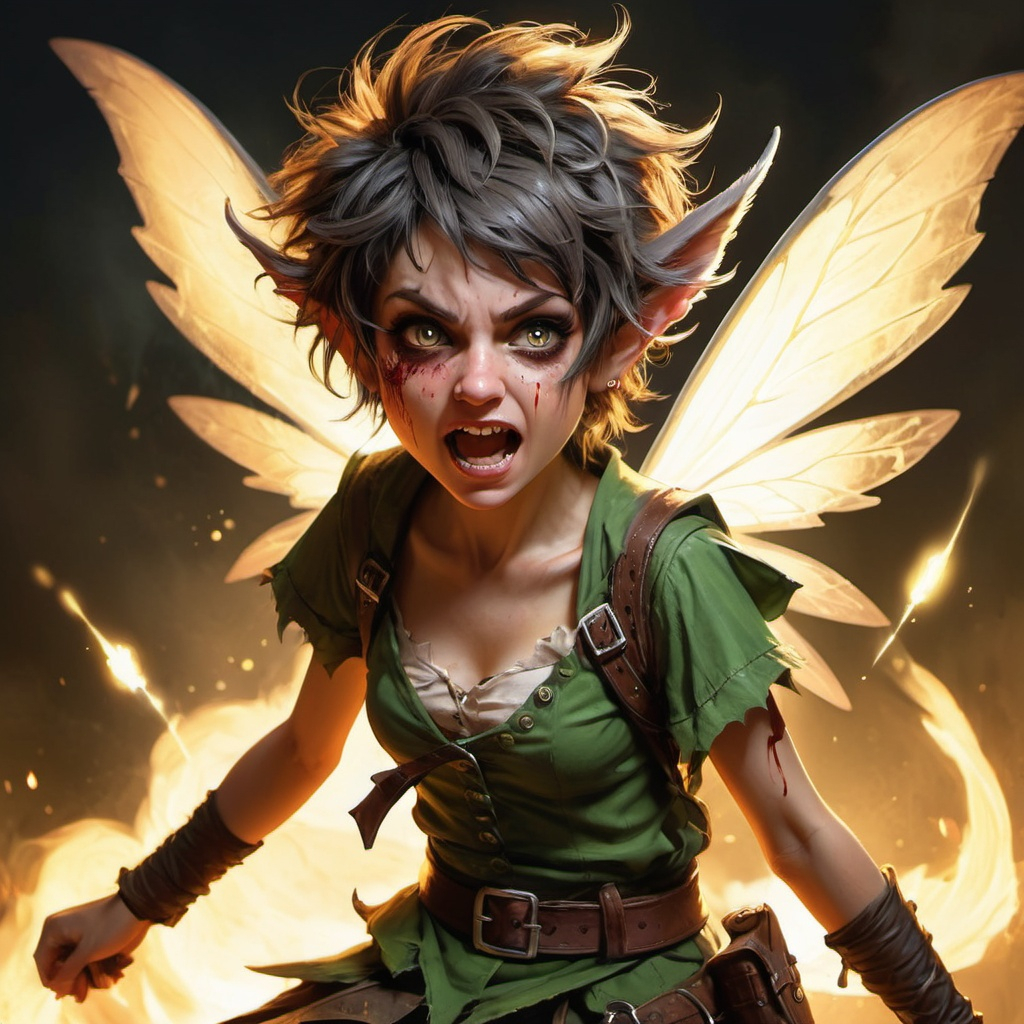 A DnD pixie, pixie is half-mad from radiation poison...