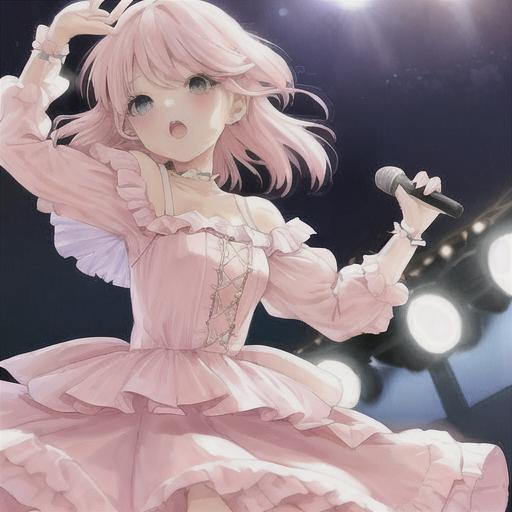 light pink haired girl with beautiful eyes pastel co...