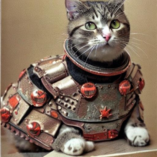 cat with retro armor | OpenArt