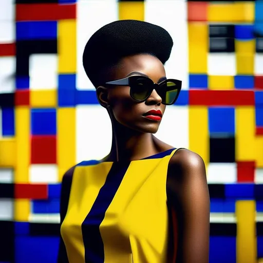 A minimalist fashion portrait isolated against a pla... | OpenArt