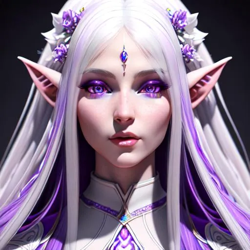 An woman purple skins elf hyperdetailed, with long w...