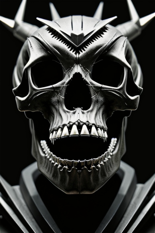 Close-up shot, gigantic robotic skull, sharp menacin... | OpenArt