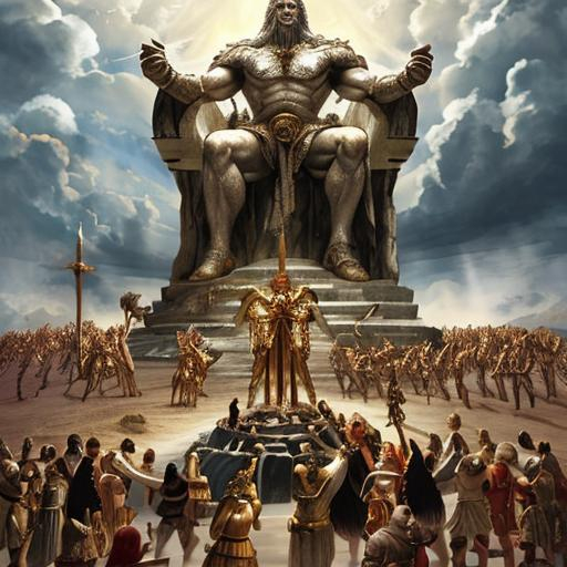 The gods of mankind gather against the God of heaven... | OpenArt