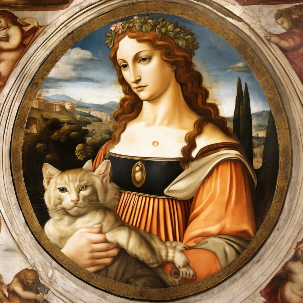Goddess in a Fresco by Italian renaissance master.Ob...