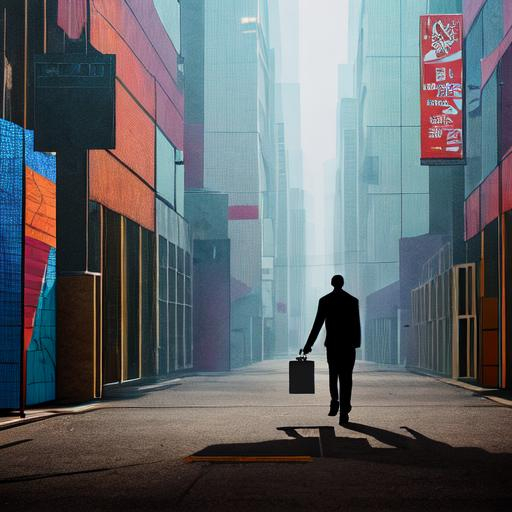 abstract art about a man leaving behind his worldly... | OpenArt