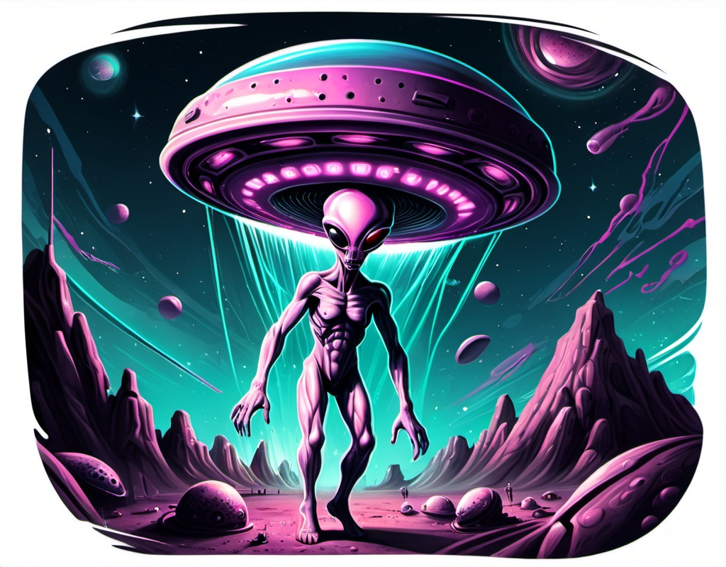 Alien abduction. Probe. Space vibes Graffiti illustr...