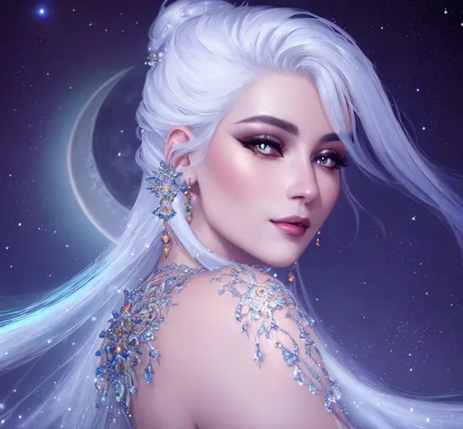 Portrait of a beautiful female Spirit of Moonlight w... | OpenArt