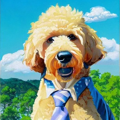 A paint by number of a golden doodle.