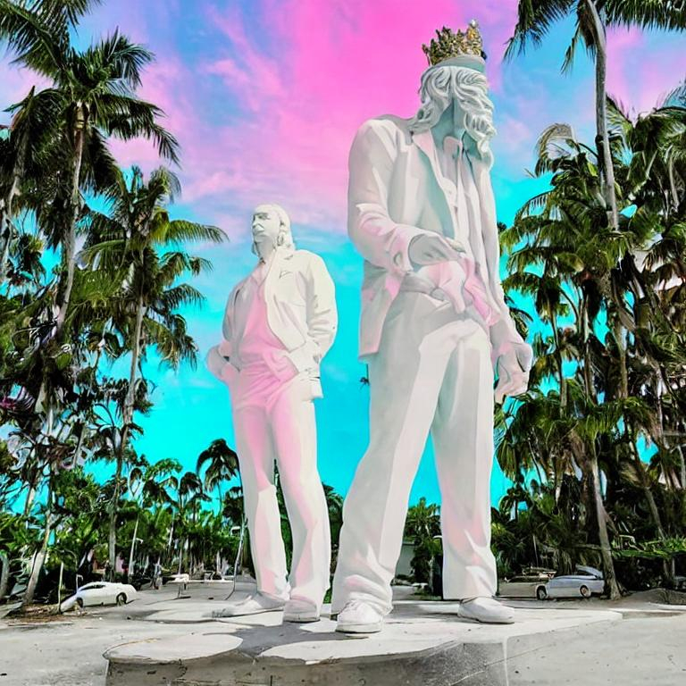 king rizz vaporwave synthwave retrowave statue 1980... | OpenArt