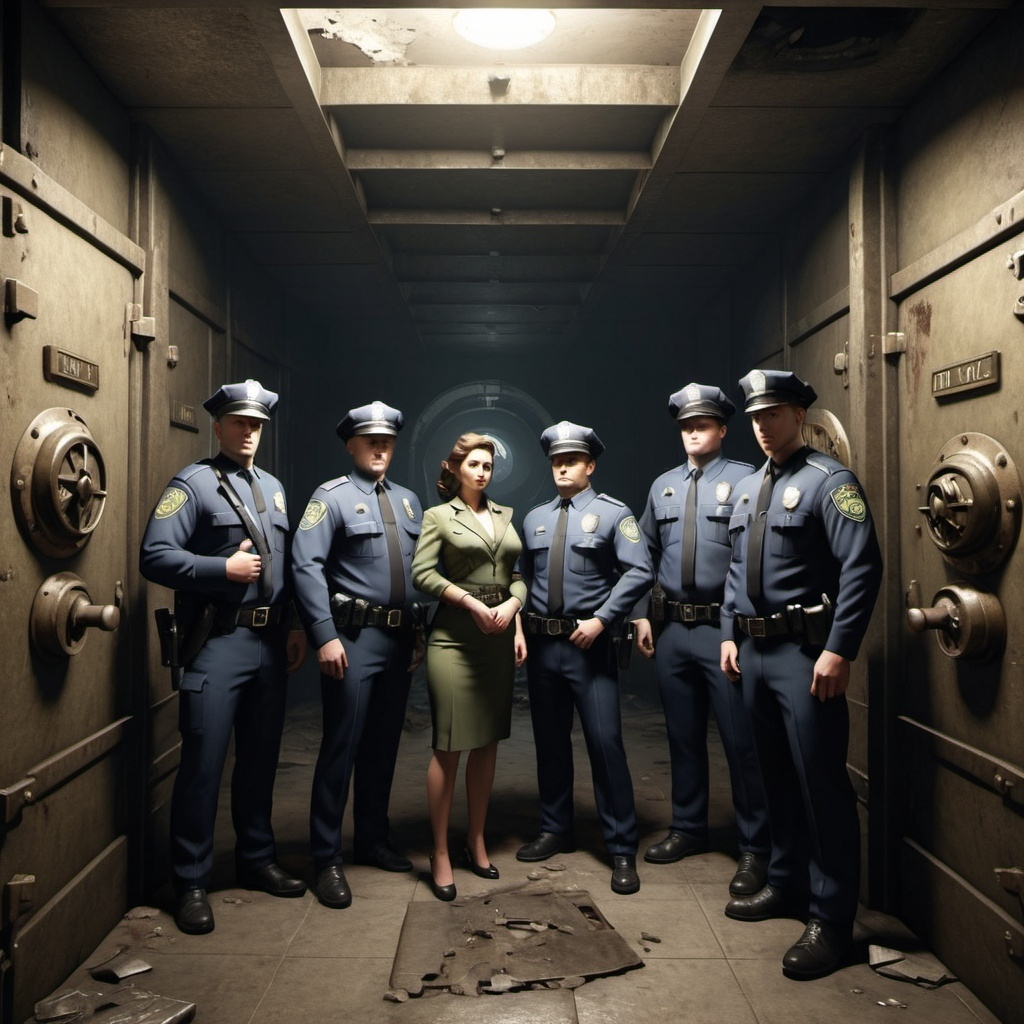 Six police officers in the style of fallout four ins...