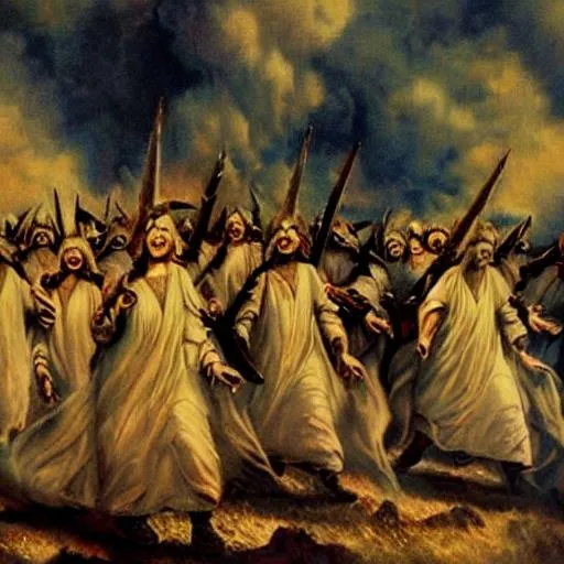 angels marching to war with Hell