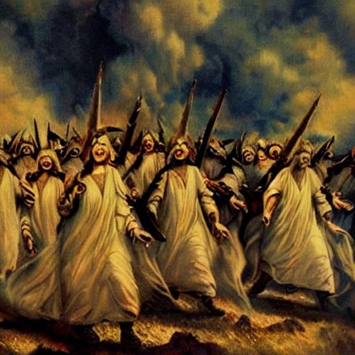 angels marching to war with Hell