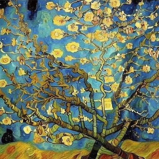 giant tree roots by van gogh and da vinci monet | OpenArt