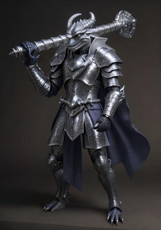 Graceful Dragonborn Paladin Silver Dragonborn Dungeo... | OpenArt