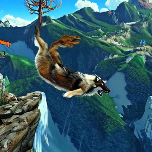 flying wolves that fly to the mountain where the for... | OpenArt