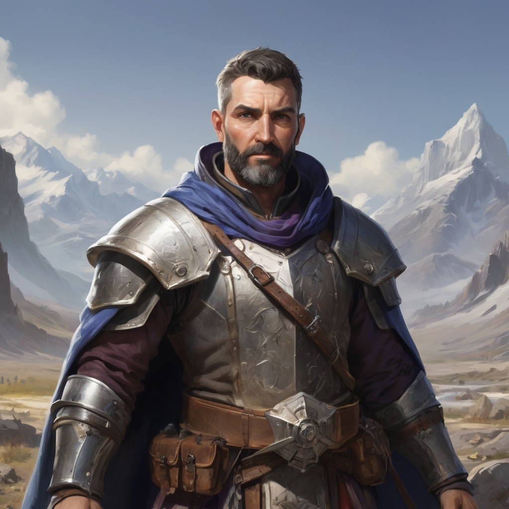 Male stocky heavy-set mature arcane-alchemist with s...