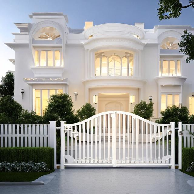 future cool house simple big white with gold gates