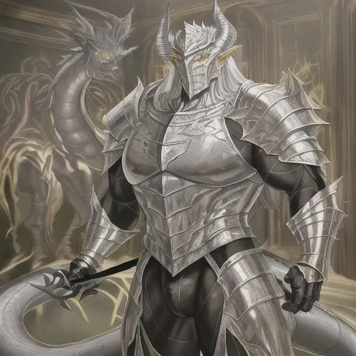 subject: silver dragon, anthropomorphic, metallic, ,... | OpenArt