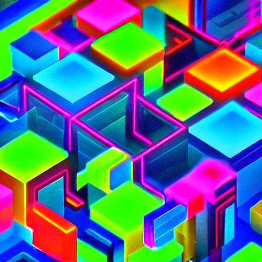 neon infinite cubes futuristic cyberpunk art deco ab... | OpenArt
