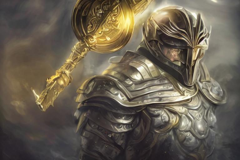 Close up portrait, a man clothed with the sun, armor...