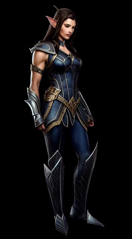 very muscled Amazonian elf friendly looking heroine... | OpenArt