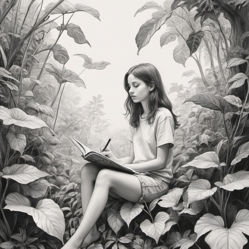 Generate a black and white pencil sketch with a non-...