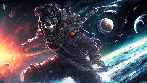 Space Ninja, 4K, anime style, Japanese art, black ho...