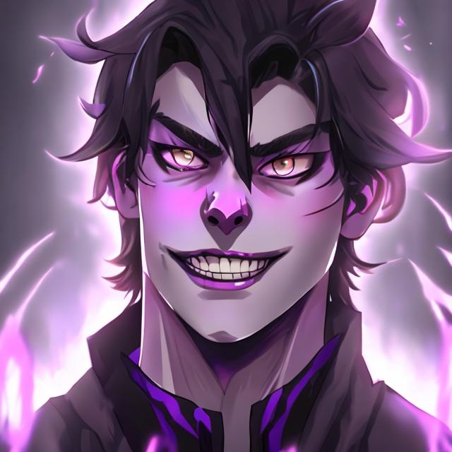 a horror freaking handsome man with purple eyes look... | OpenArt