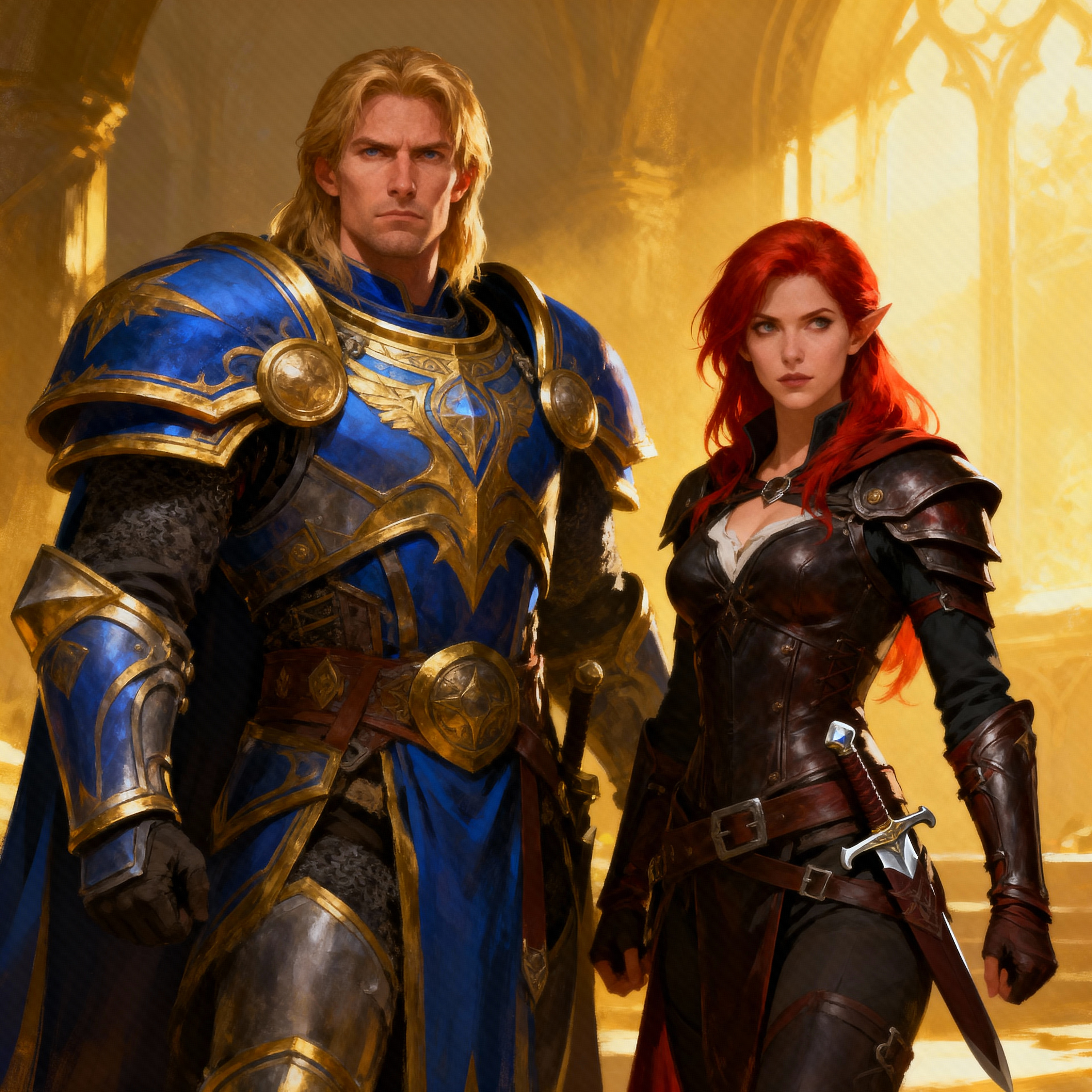 Anduin Wrynn and a red hair rogue woman