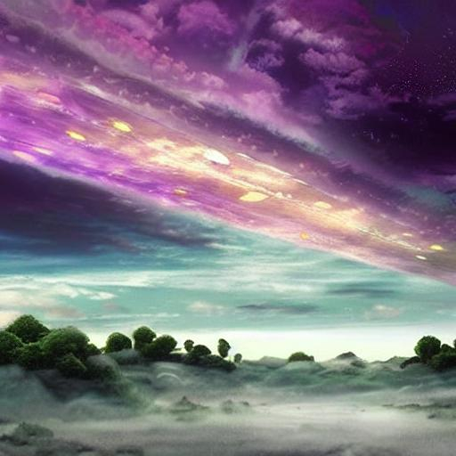 big levitating sky islands, purple sky, realistic, f...