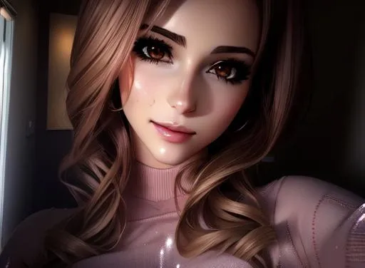Semi Realistic Anime Girl Skin Highlights Hair Hig Openart