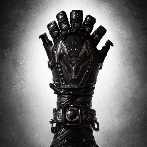 fantasy black gauntlet, intricate details, dark leat...